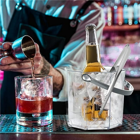Ice Bucket with Ice Clip Shovel Vessel Beverage Plastic Wine Buckets ...