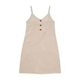 Beige Women Sleeveless Spaghetti Strap Dresses for Teen Girls V Neck ...