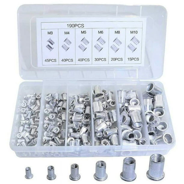 190 piezas Remache roscado de cabeza plana, Tuerca remachable de ...