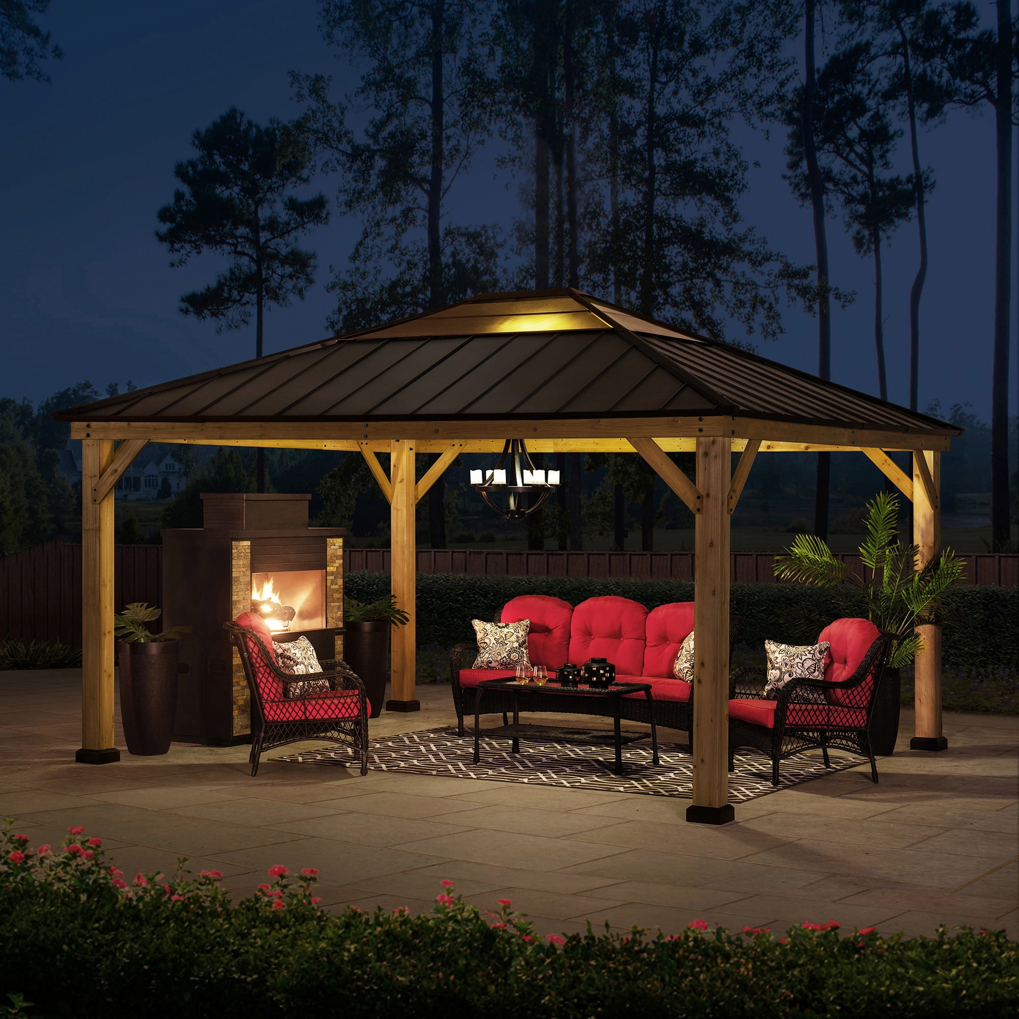 Sunjoy Paula 11 ft. x 11 ft. Hardtop Cedar Framed Gazebo Sunjoy Paula 11 ft. x 11 ft. Hardtop Cedar Framed Gazebo