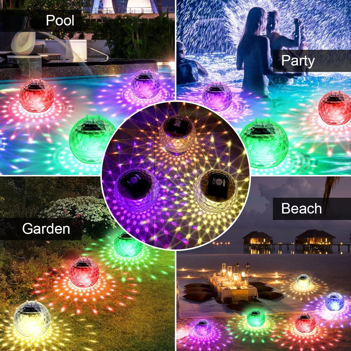 Colorful Solar Floating Pool Light, LED Pool Light with RGB Color ...