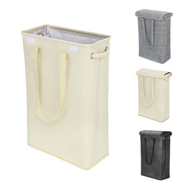 Lavish Home Two-Sided Fabric Laundry Hamper with Lid and Handles, Gray ...