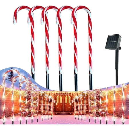 SAYDY Christmas Stick Lights Solar LED Candy Cane Light Fairy Lights ...