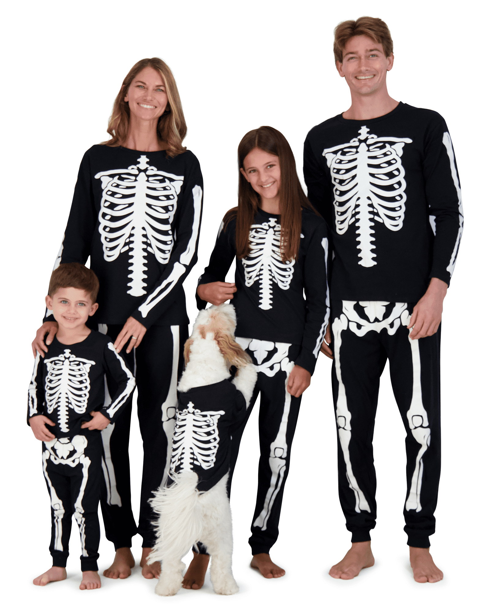 Holiday Hype Festive Halloween Family Pajama Set, Skeleton Glow in the ...