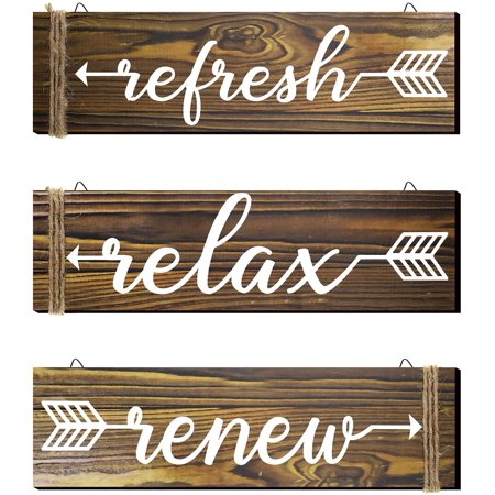 3 Pieces Farmhouse Bathroom Wall Decor Relax Renew Refresh Wooden Signs ...