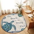 Blue Sea Turtle Area Rugs 3' (Round) Beach Happy Place Seashell ...