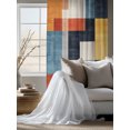 Abstract Stitching Sheer Curtains 63 Inch Long 1 Panel White Yellow ...