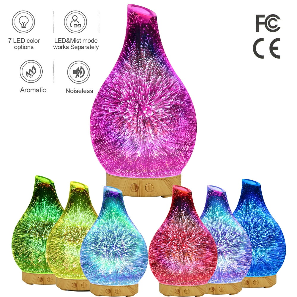 iMeshbean 3D Glass Essential Oil Diffuser Firework Colorful LED ...