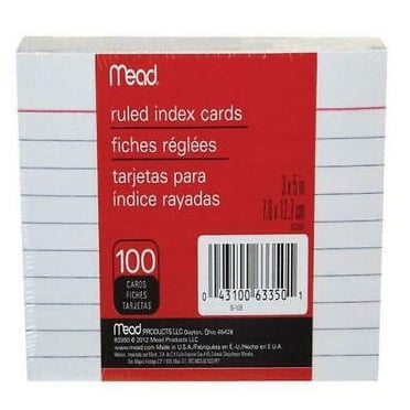 Mead, MEA63008, 90 lb Stock Index Cards, 100 / Pack - Walmart.com