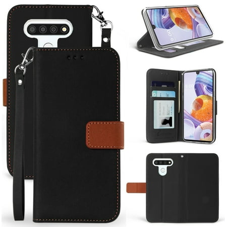 Case for LG K51 Phone, [Black/Brown] Infolio Wallet Credit Card Slot ID ...