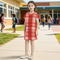 BZSMCE Short Sleeve dress Dress Casual Cotton Dresses-Red Tartan ...