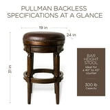 Open Box Maven Lane Pullman Backless Swivel Bar Stool, Dark Walnut, Bar ...