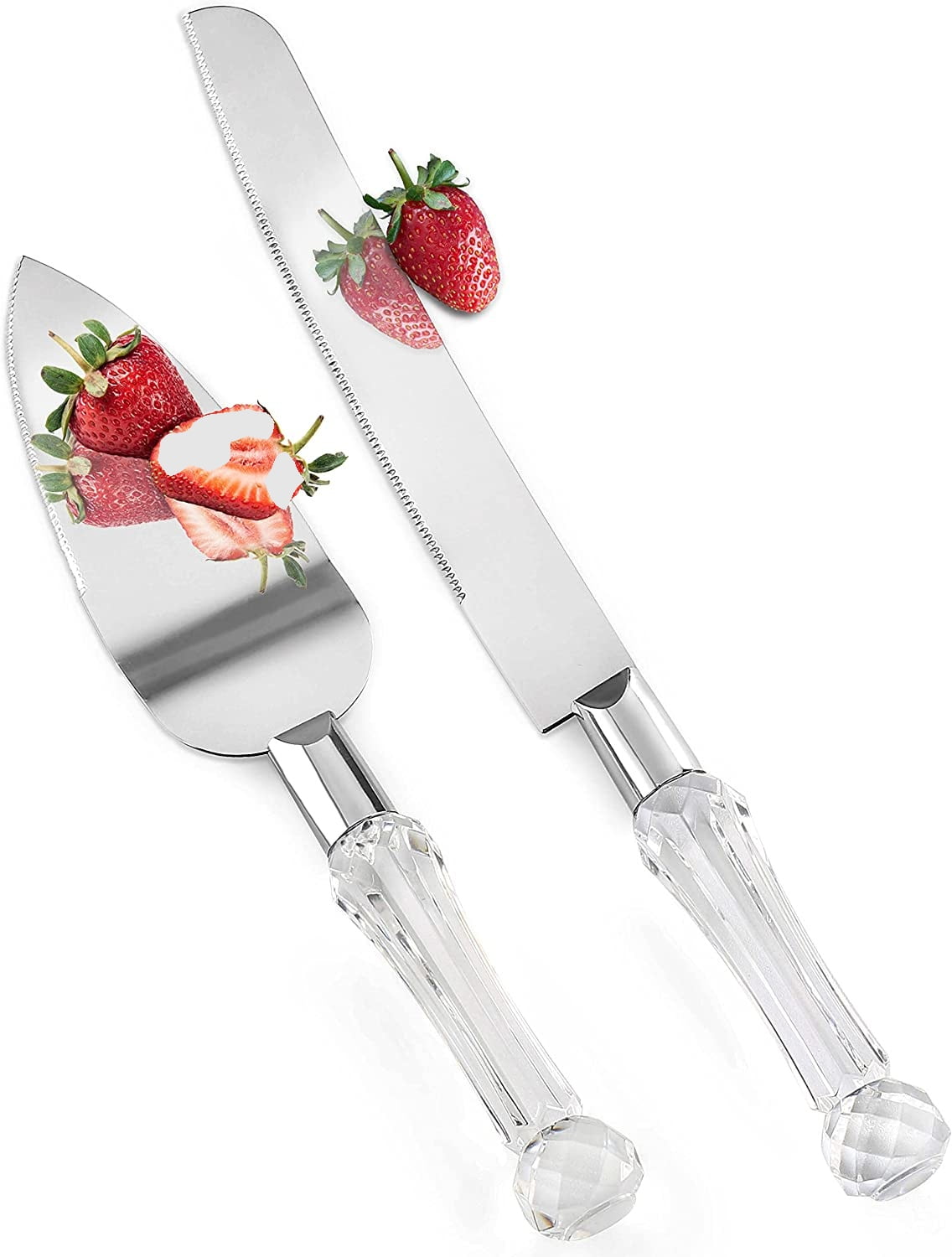 Homi Styles Wedding Cake Knife and Server Set | Plastic Faux Crystal ...
