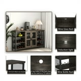 Rustic Wine Bar Cabinet, Multifunctional Storage - 55 Inch, Black Gray ...