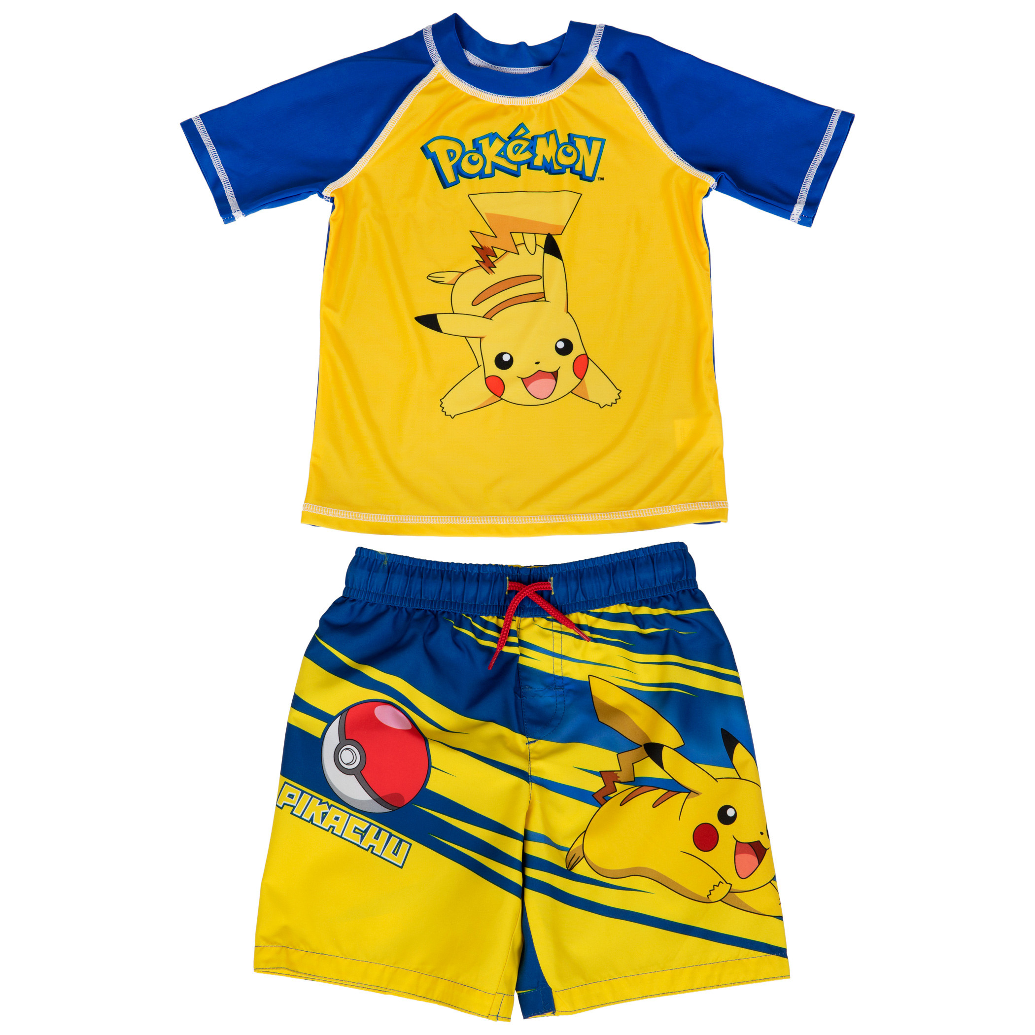 Pokemon Pikachu Character Youth Swim Trunks and Rashguard Set-Size 4 ...