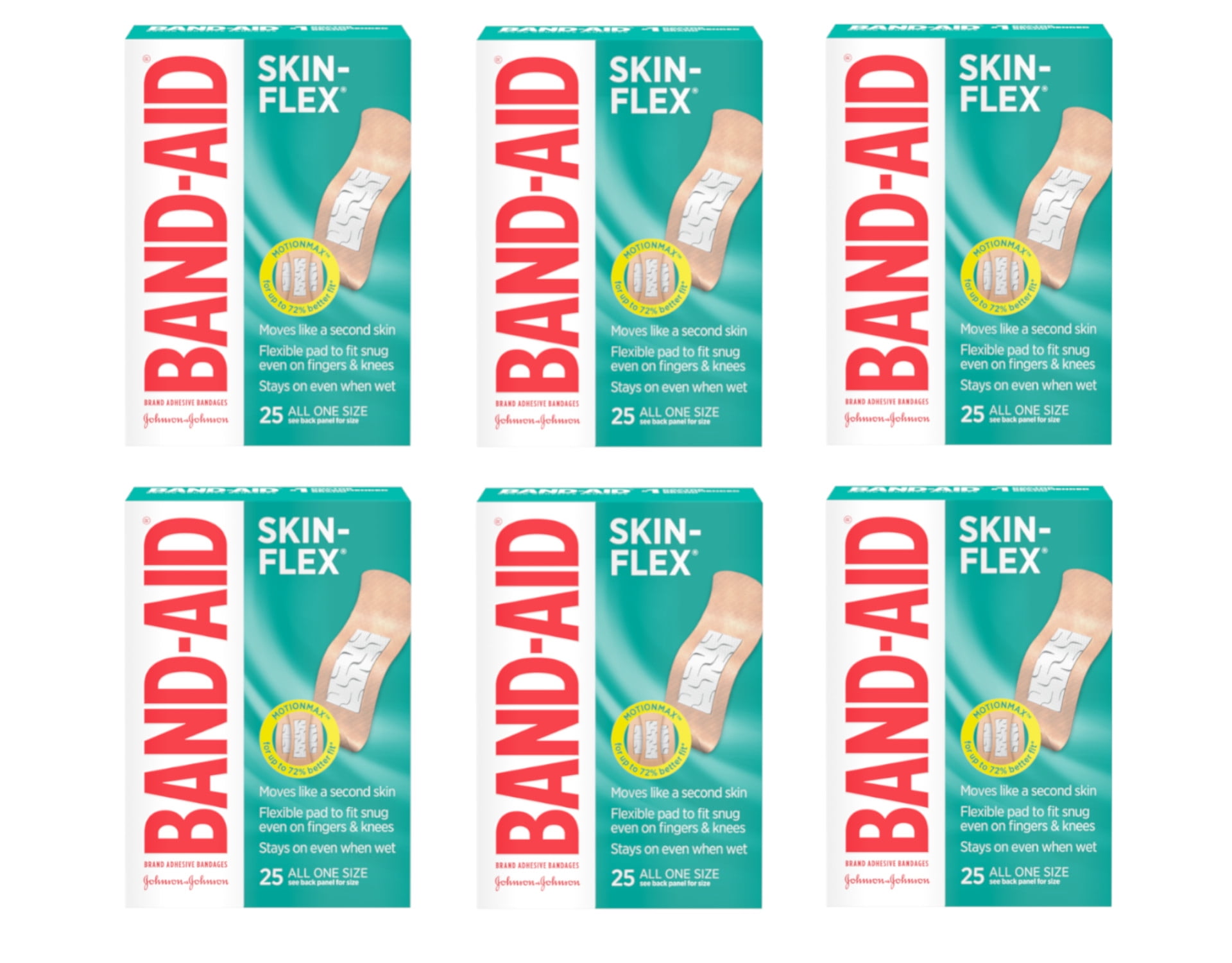 BAND-AID Skin-Flex Adhesive Bandages, All One Size 25 ea (Pack of 6 ...