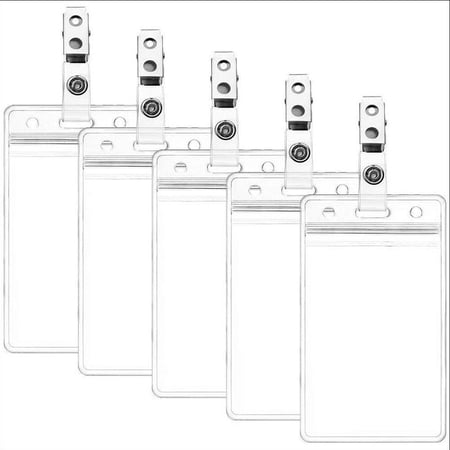 FanShow Waterproof Vertical ID Badge Holder Vertical Clear PVC Name ...