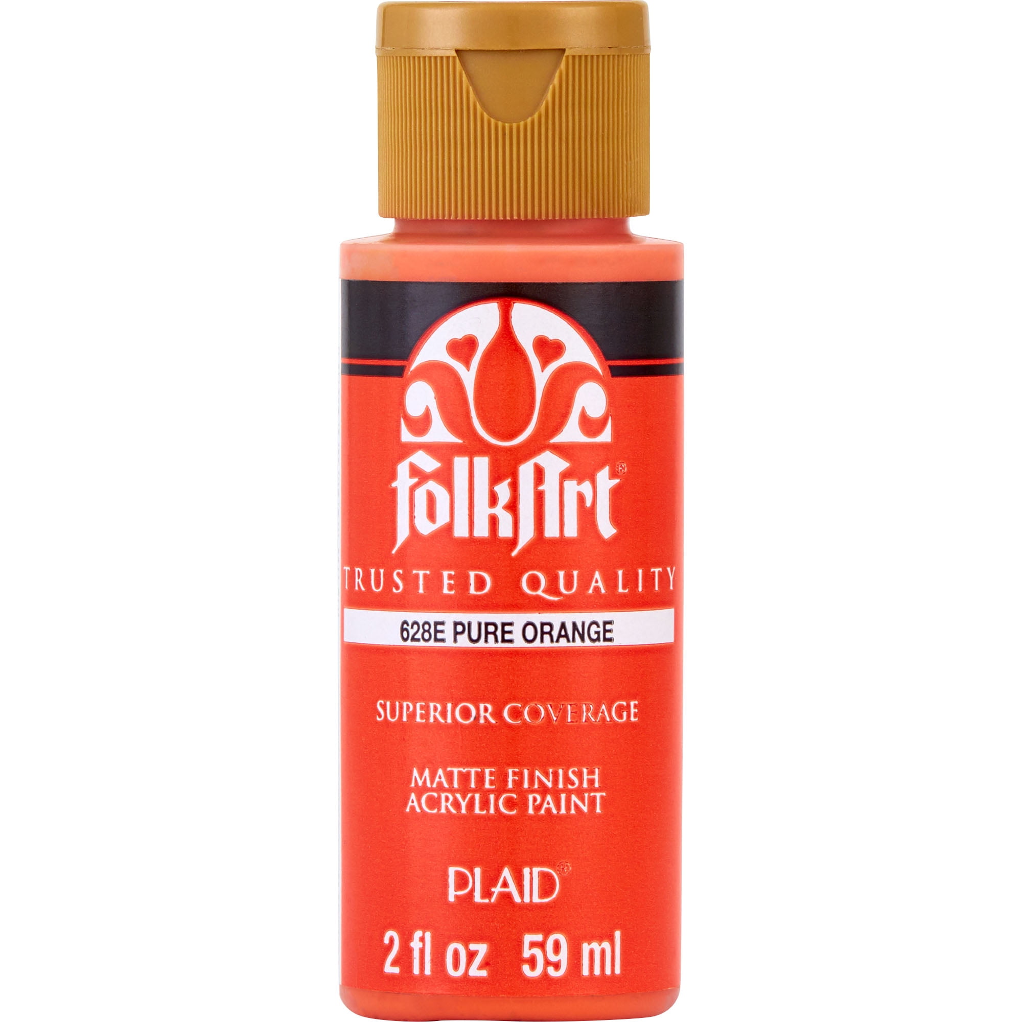 FolkArt Acrylic Craft Paint, Matte Finish, Pure Orange, 2 fl oz ...