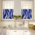 Blue Line Window Curtains Valance Set of 3 Gradient Abstract Twisted ...