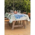 Blue Pink Hydrangea Rectangle Outdoor Tablecloth with Umbrella Hole ...