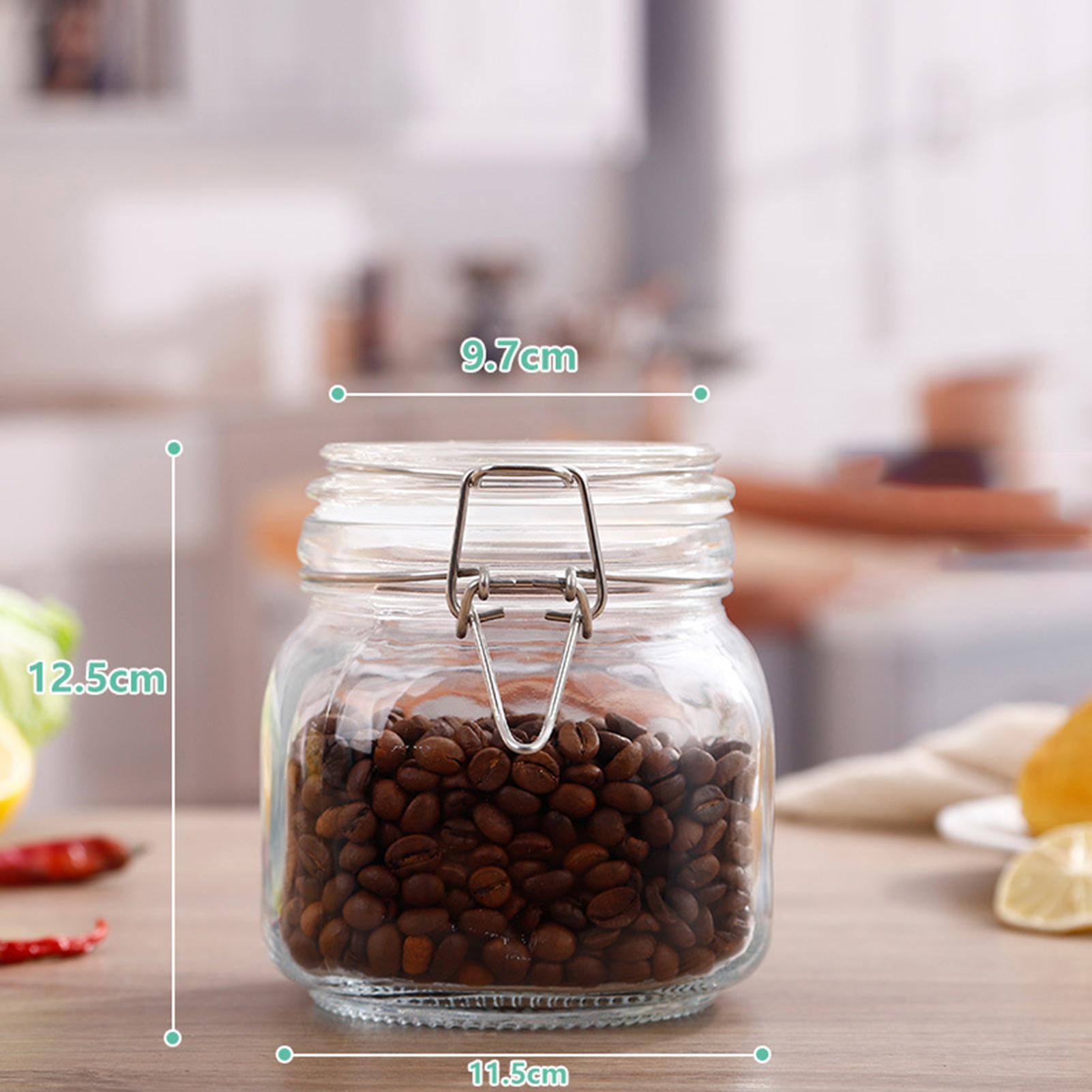 Transparent Round Glass Snap Storage Jar Household Kitchen Sealed Jar ...