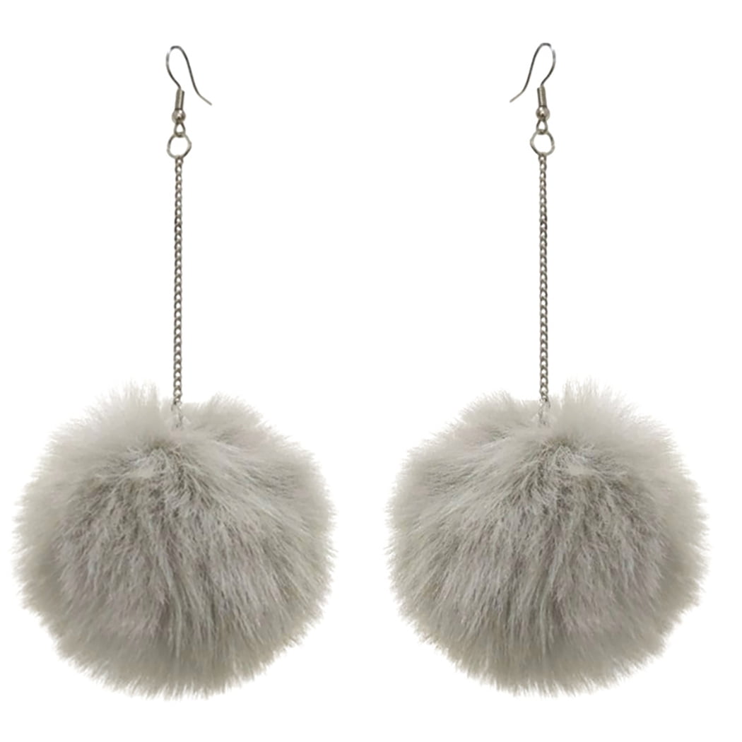 Click here for Nobrand Faux Fur Earrings Fluffy Pom Pom Earrings... prices