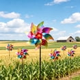HIBIBUD 2026 New Rainbow Reflective Pinwheels with Stakes Windmill Wind ...