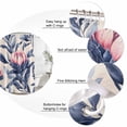 Blue Pink Botanical Bathroom Shower Curtains with 12 Hooks Polyester ...