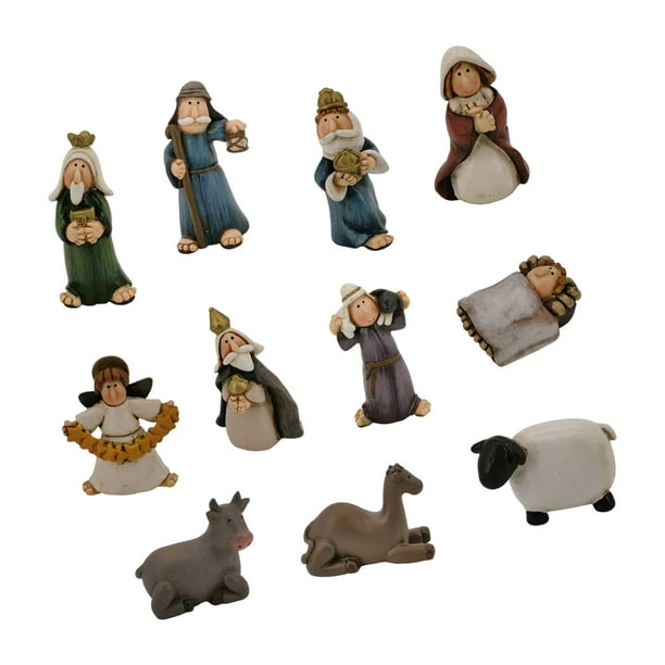 11 Pieces Christmas Nativity Scene Figurine Set Birth of Jesus Ornament ...