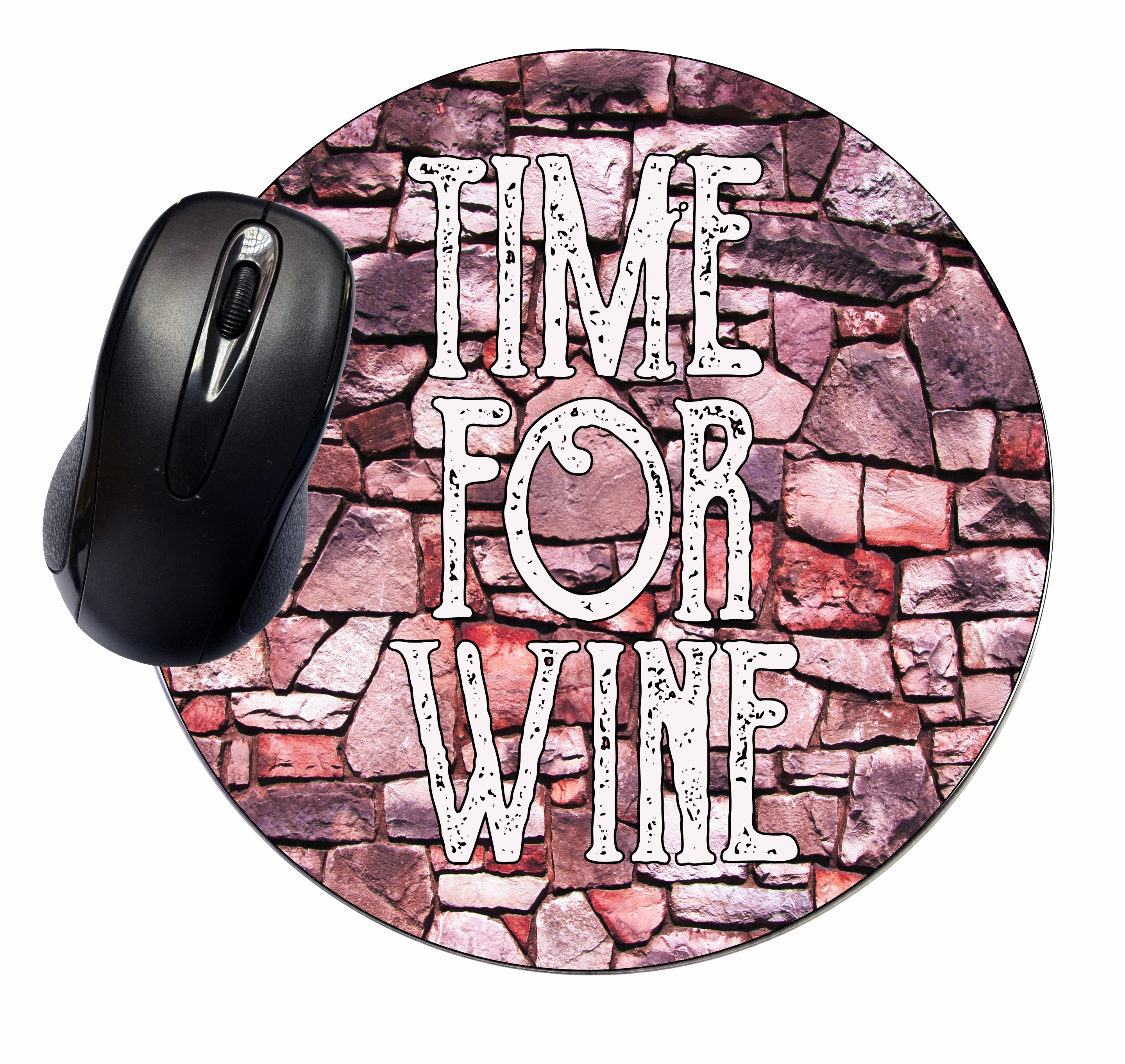 Mouse Mat Pad Mousepad Cute Desk Round Circle Mousemat Time for Wine ...