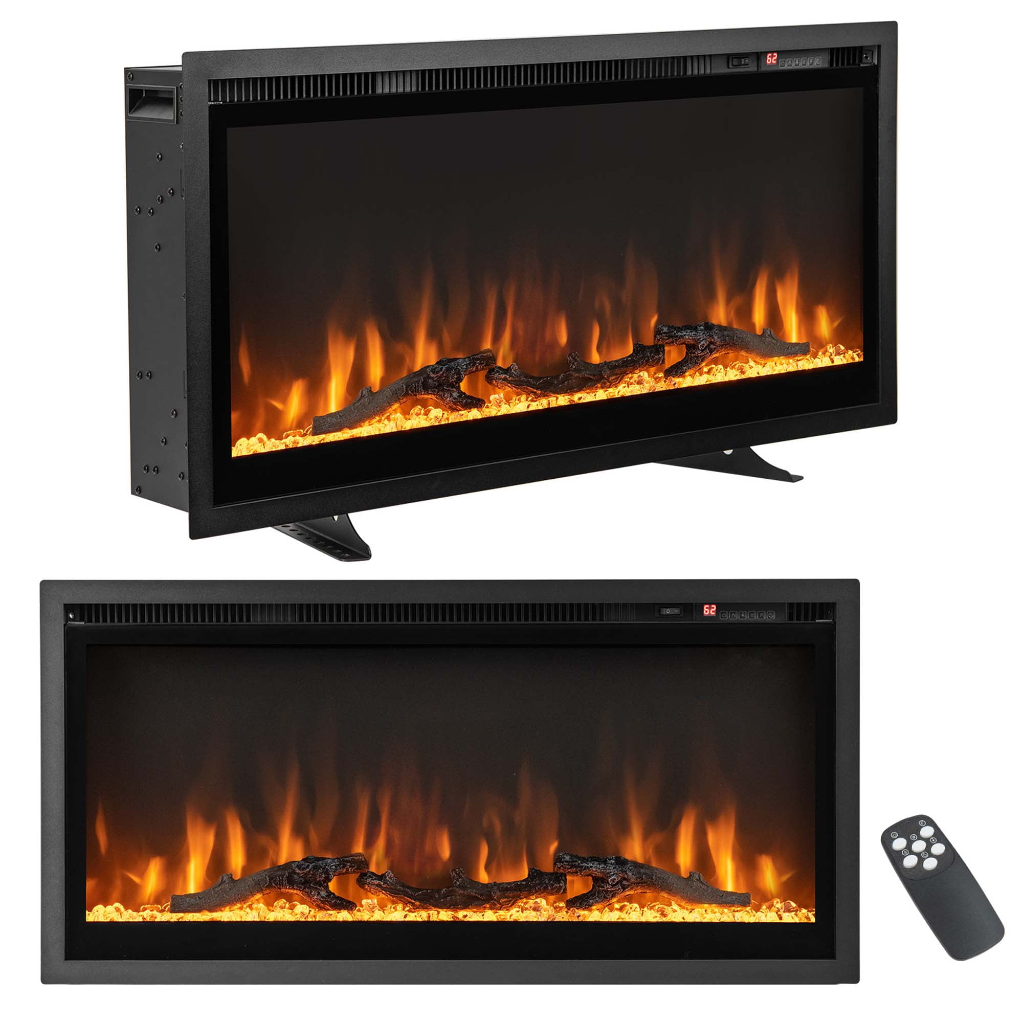 Click here for Costway 36 Electric Fireplace Recessed Wall Mounte... prices