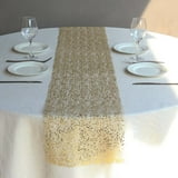 Efavormart Metallic Gold Sequin Mesh Polyester Table Runner - 11"x108 ...