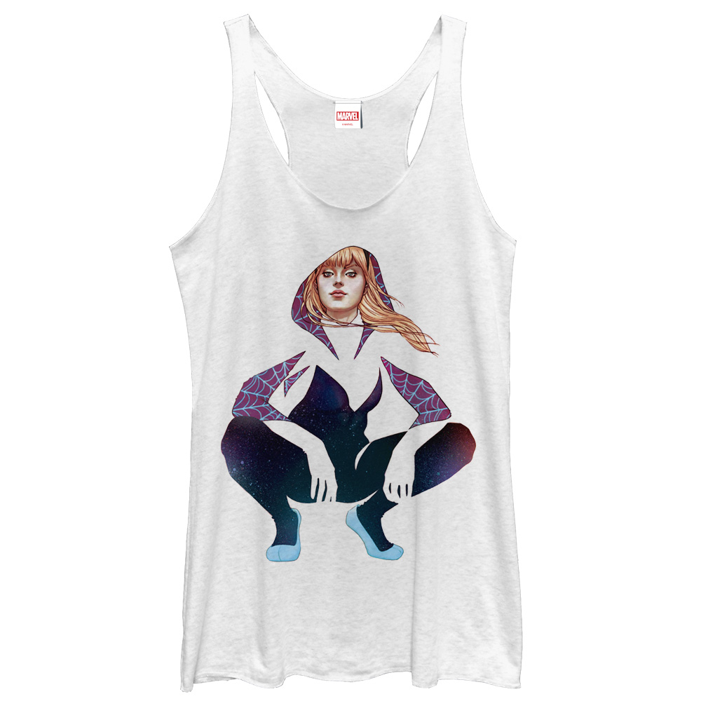 Women's Marvel Spider Gwen Cutout Racerback Tank Top White Heather ...