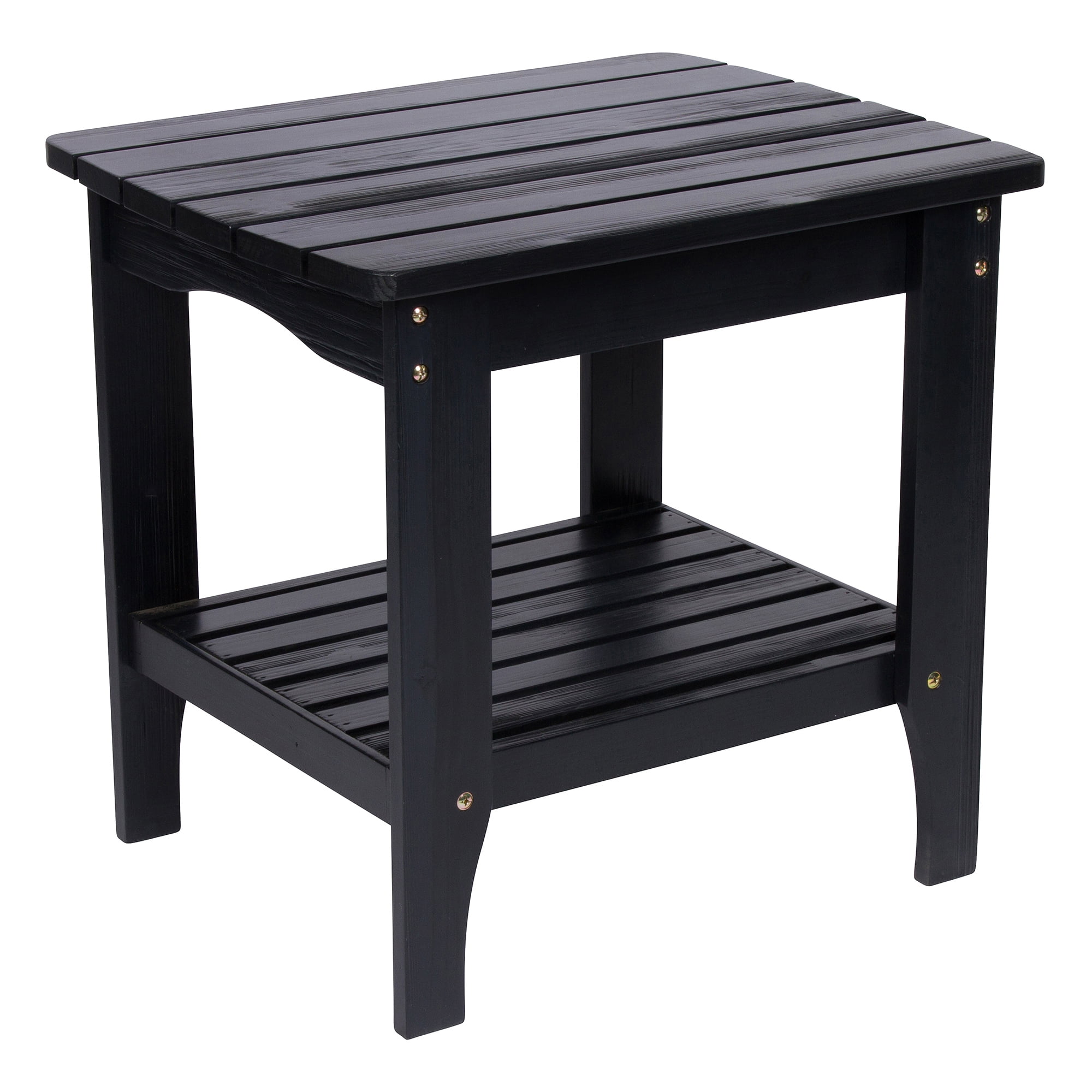 Shine Company Solid Wood Rectangular Side Table, Black - Walmart.com