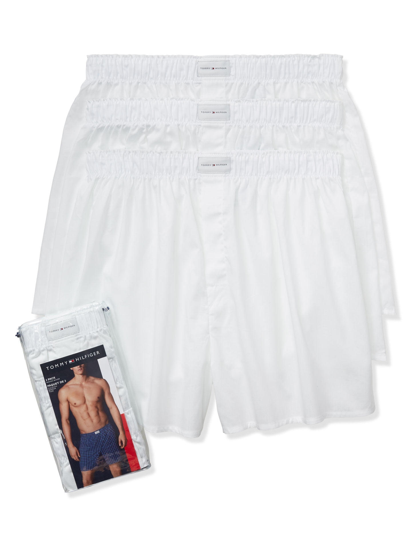 Tommy Hilfiger Men's Cotton Classics Woven Boxers - 3 Pack, White ...