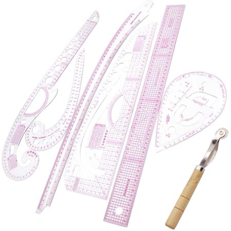 Bmatwk 7 Pieces/Set Tailor Ruler Clear Measuring Kit Seam Drawing ...