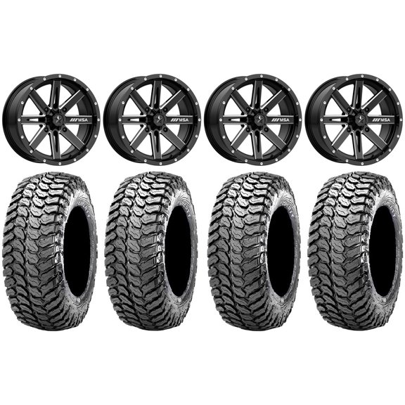 MSA Milled Flash 20" UTV Wheels 33" MotoHavok Tires Can-Am Maverick X3 ...