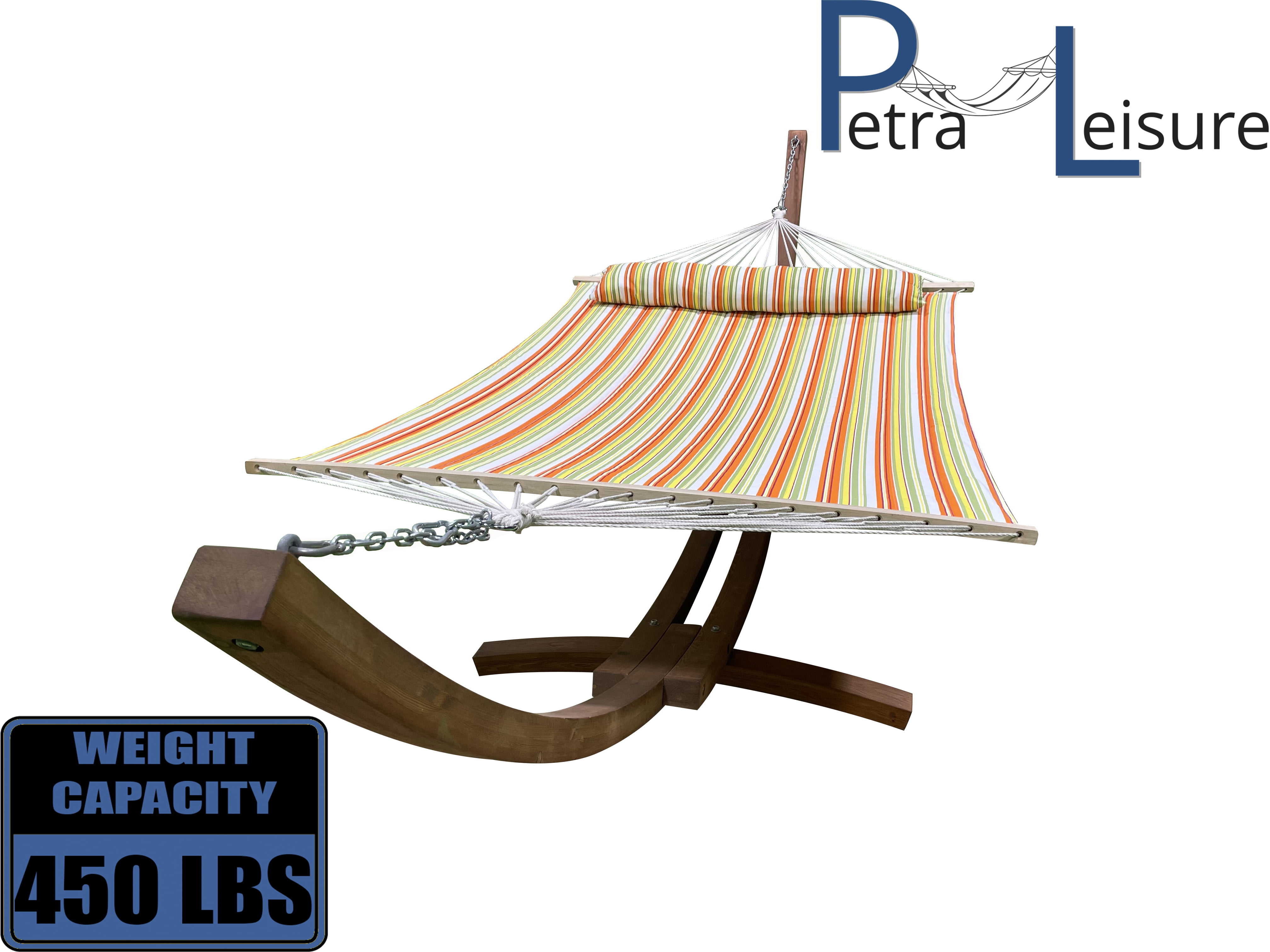 Petra Leisure 14 Ft. Teak Wooden Arc Hammock Stand + Deluxe Quilted ...