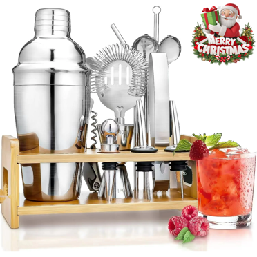 Professional Mixology Bartender Kit: 10-Piece Bar Set with Bamboo Stand ...