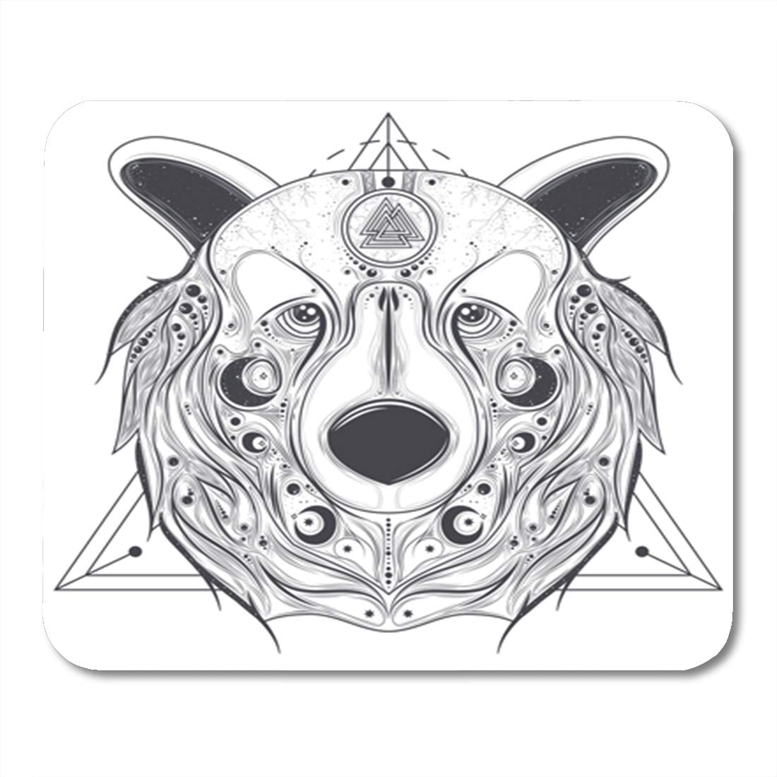 SIDONKU Grizzly Bear Head Ancient Pagan Valknut Symbol on Forehead Line ...