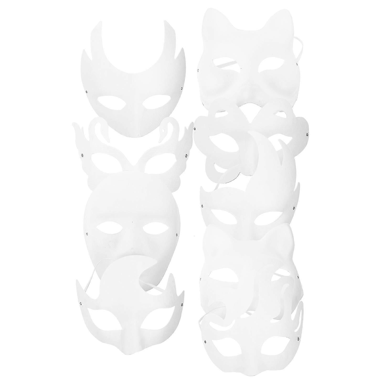 Paper Pulp Masks 9Pcs Blank Hand-Painted Masks For Art Class Various ...