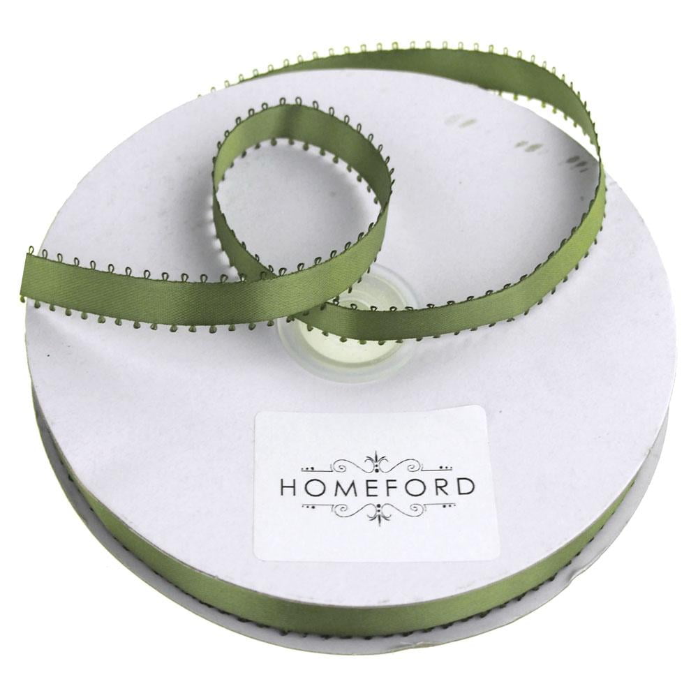 Picot-edge Double Faced Satin Ribbon, 3/8-Inch, 50 Yards, Moss Green ...