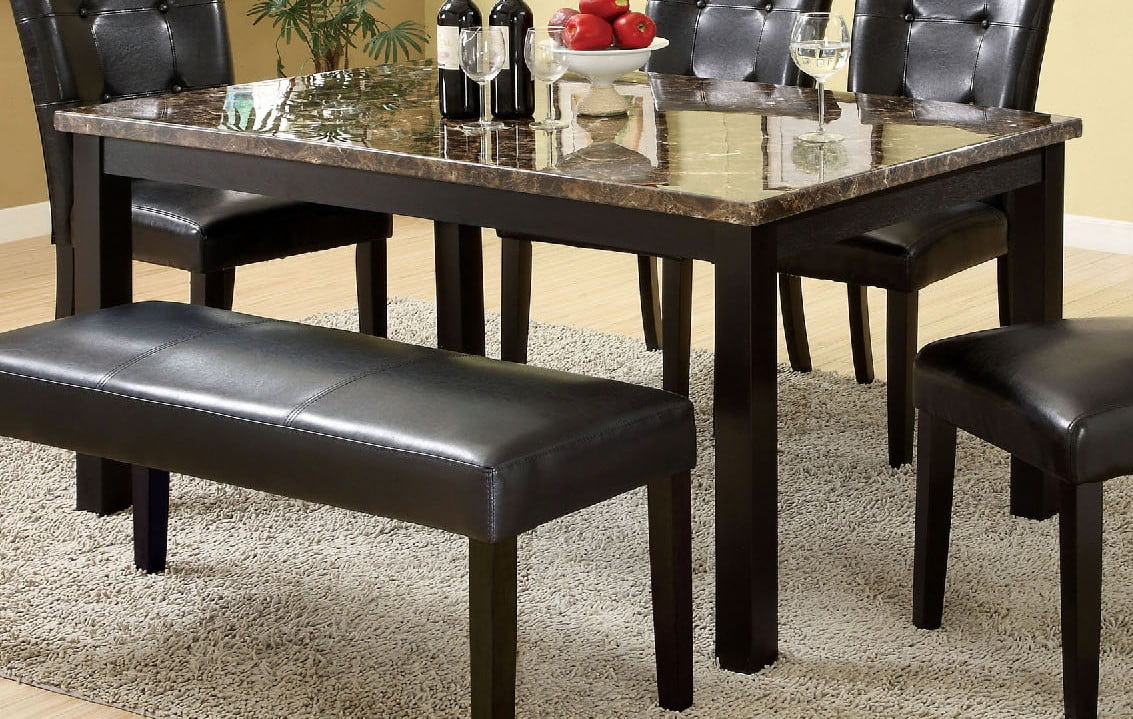 Contemporary Faux Marble Top Dining Table, Black - Walmart.com