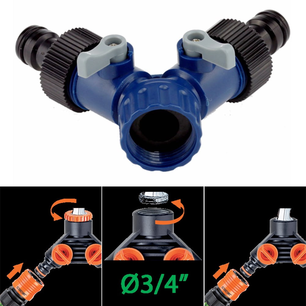AIHOME 3/4" Water Tap Splitter 2 Way For 1/2" Caliber Quick Connector ...