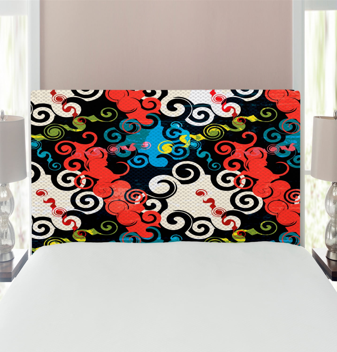Psychedelic Headboard, Dark Spiral Puzzle Forms Graffiti Inspiration ...