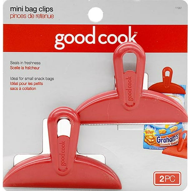 GoodCook 2-Piece 3-1/4" Plastic Spring-Loaded Mini Bag Clips Set, Red ...