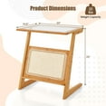 Gymax Z-shaped End Table Glass Top Bamboo Side Table w/ Magazine Rack ...