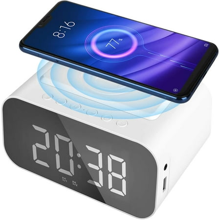 Alarm Clock Bluetooth Speaker, Wireless Charging Digital Alarm Clock ...