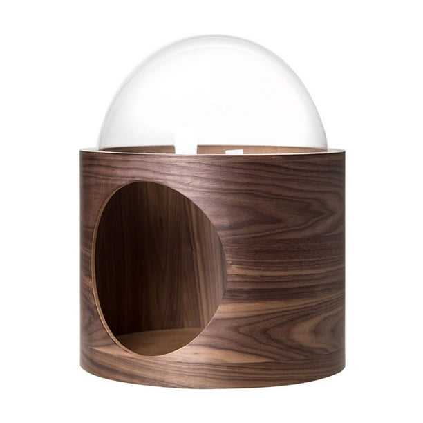 MyZoo MyZoo Spaceship Gamma: Wall Mounted Cat Bed Open on the RIght - Walnut - Walmart.com