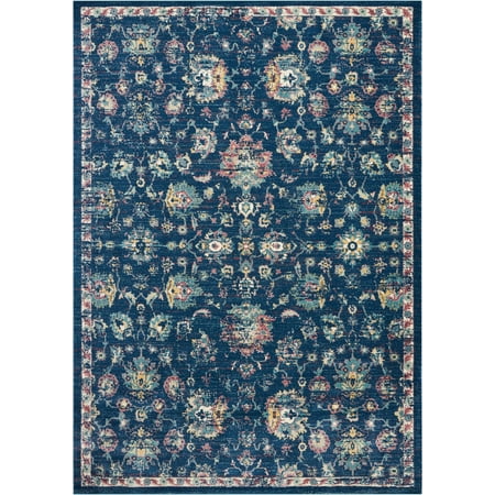 Nourison Fusion Vintage Bordered Navy/Pink Area Rug - Walmart.com ...